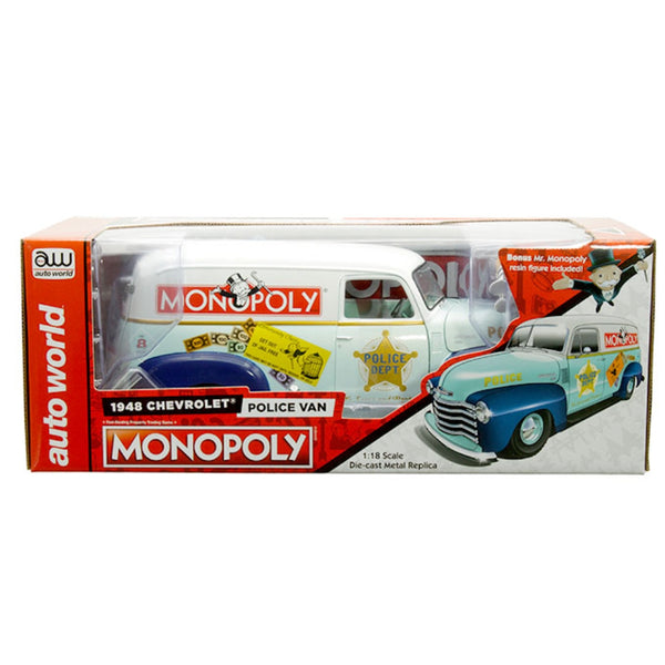 Auto World 1:18 Monopoly 1948 Chevrolet Police Van with Resin Mr. Mono ...